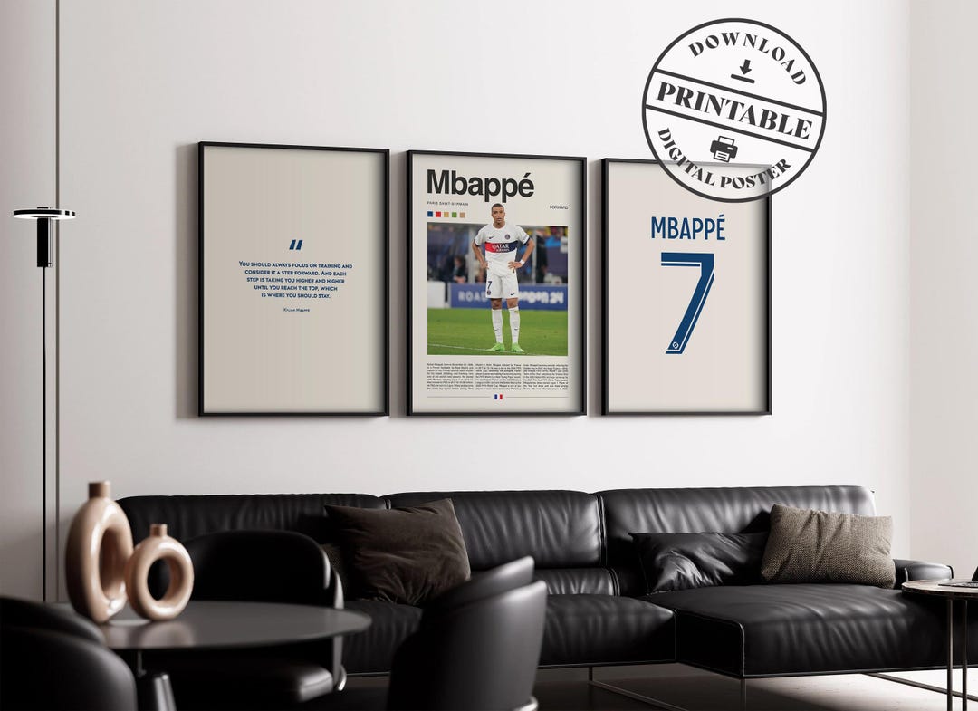 Kylian Mbappe Poster, 3 Soccer Posters Bundle, Sports Quotes Poster ...