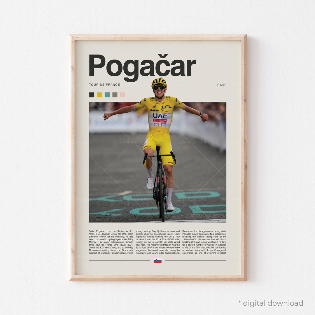 Tadej Pogačar Poster, Cycling Poster, Biker Art Print, Modern Sports ...