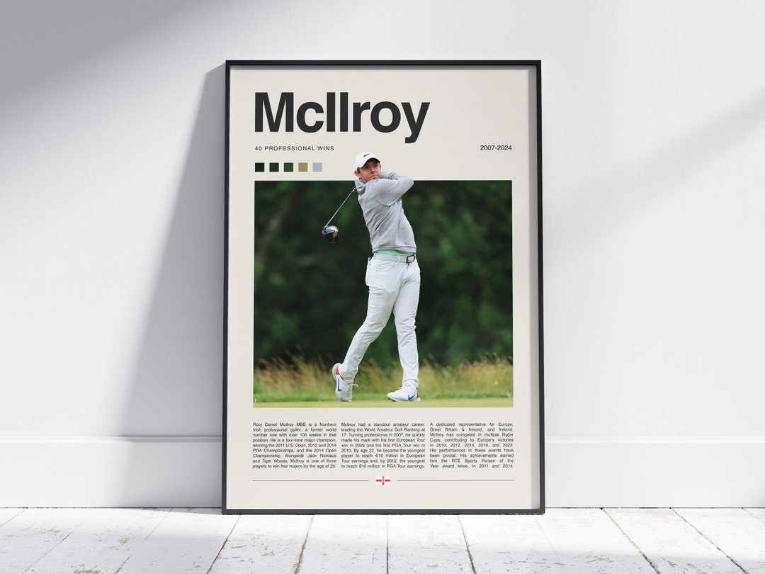 Rory Mcilroy Poster, Golf Poster, PGA Tour Golf Wall Art for Office ...