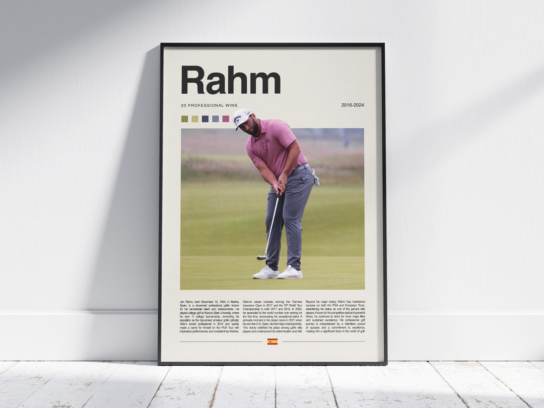 Jon Rahm Poster, Golf Poster, PGA Tour Mid Century Modern Golf Wall Art ...