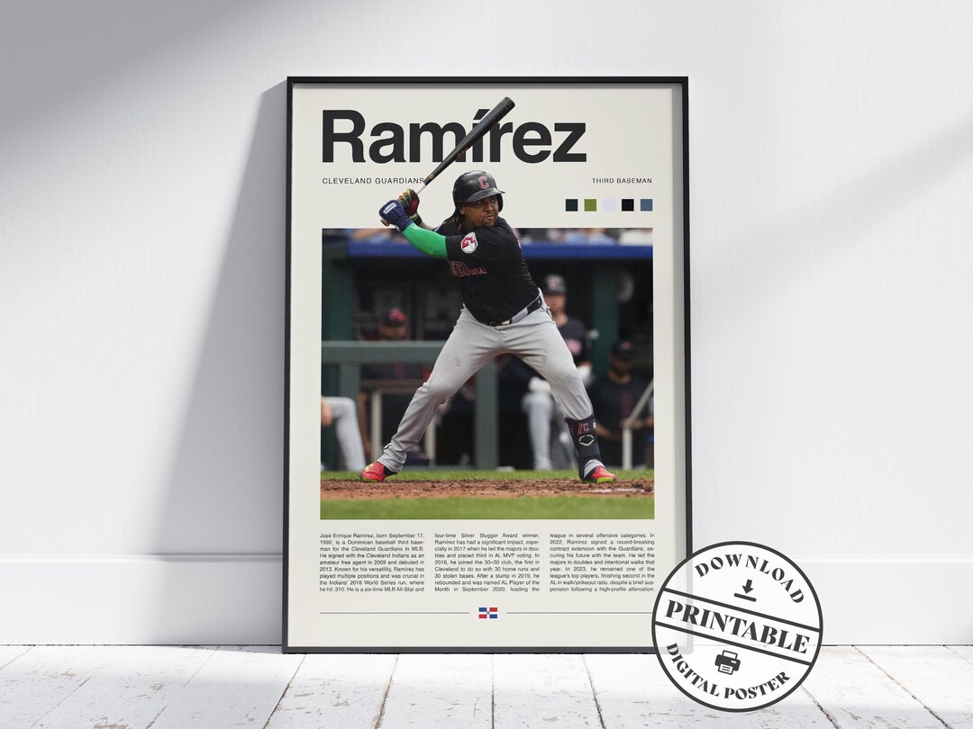Jose Ramirez Poster, Baseball Poster, Baseball Wall Art, MBL Posters ...