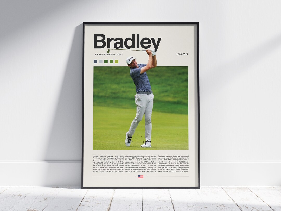 Keegan Bradley Poster, Golf Poster, PGA Tour Golf Wall Art for Office ...