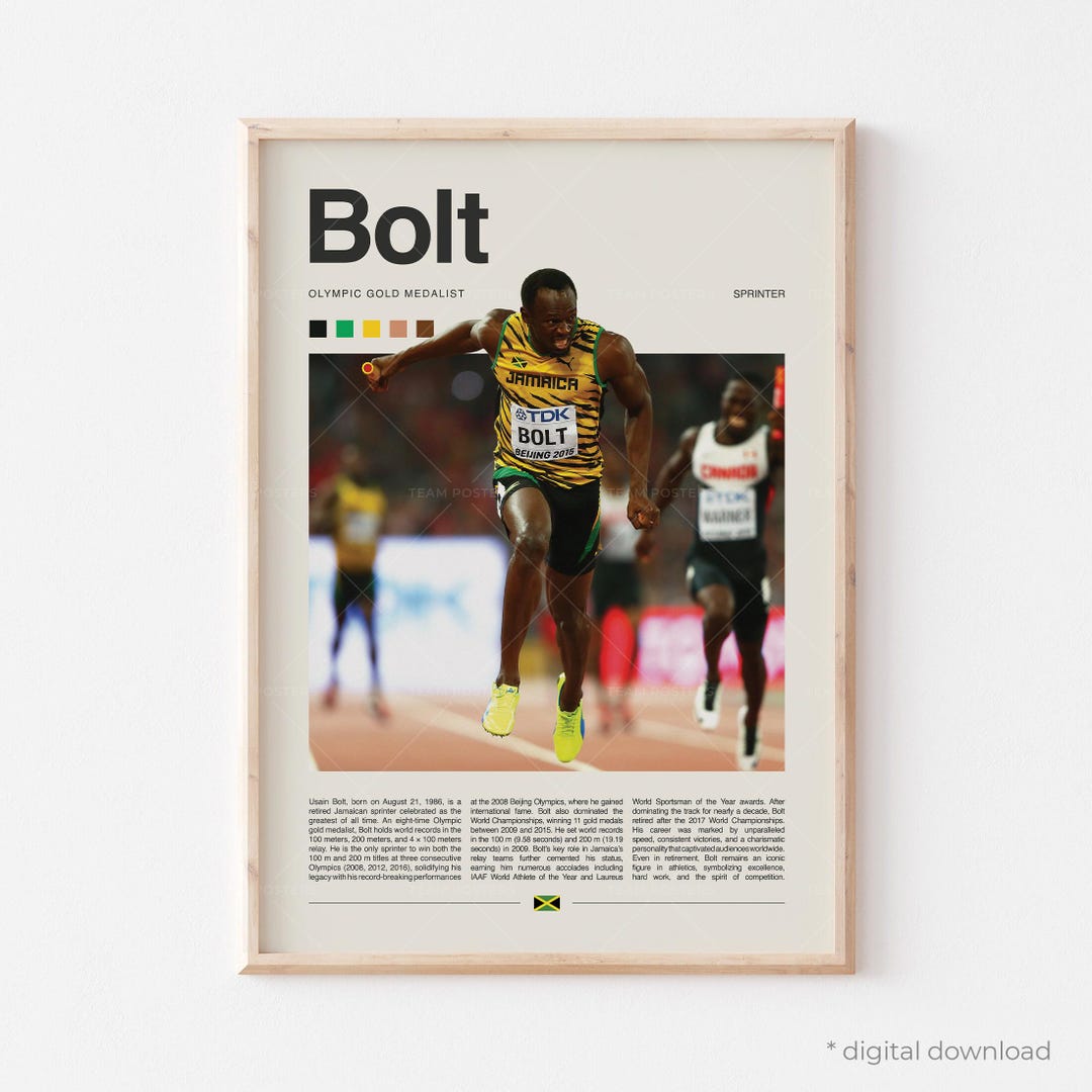 Usain Bolt Poster, Athletics Poster, Runner Art Print, Modern Sports ...