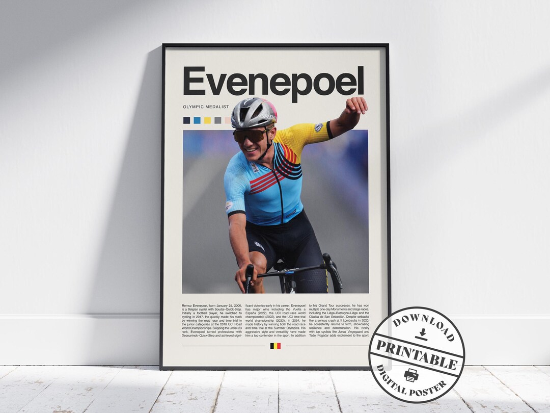 Remco Evenepoel Poster, Cycling Poster, Biker Art Print, Modern Sports ...