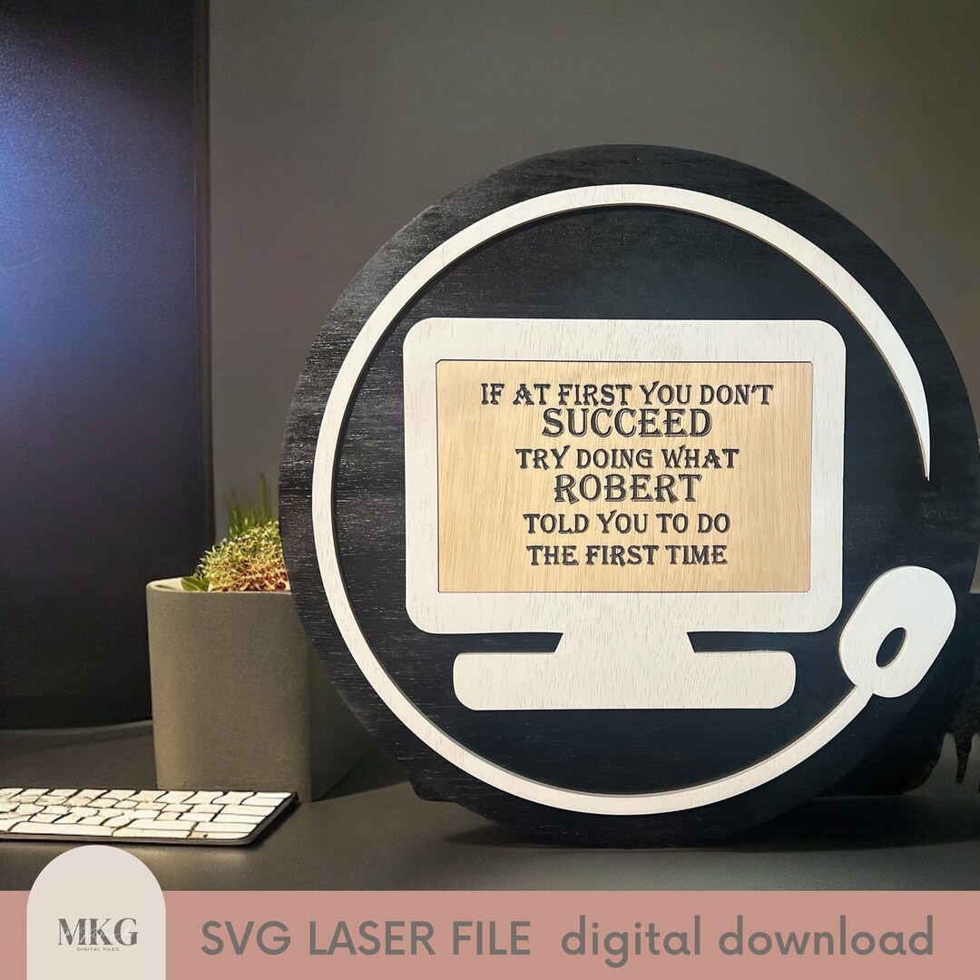 Computer Sign Door Hanger Svg, Computer With Mouse Sign, Digital File ...