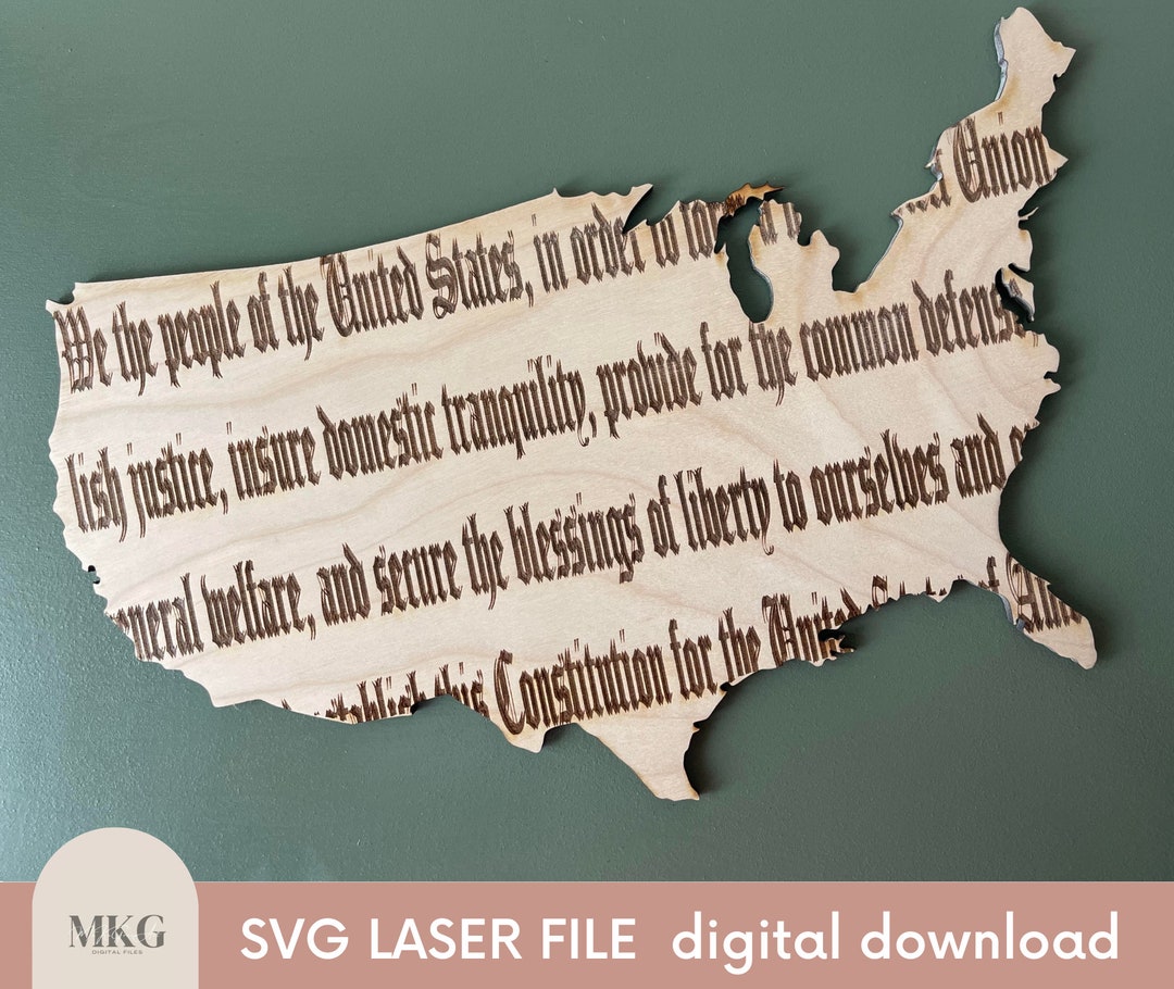USA Preamble Engrave Digital File, Easy Glowforge File, Fourth of July ...
