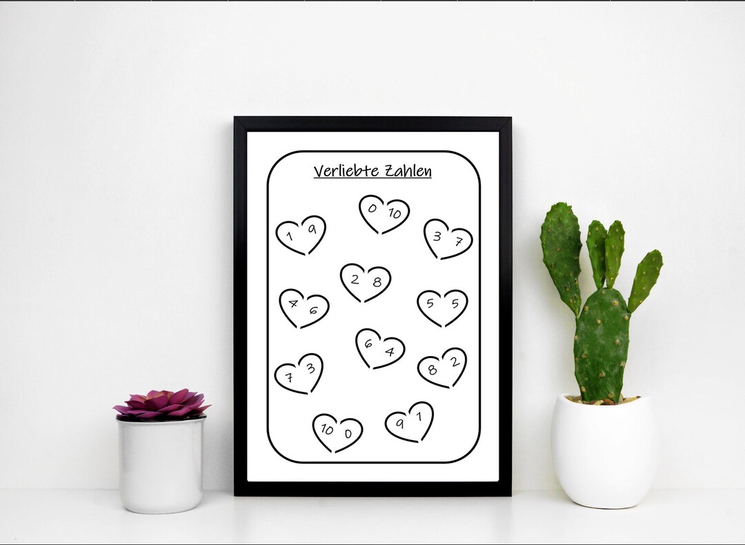 Poster About the Numbers in Love, Class 1 - Etsy