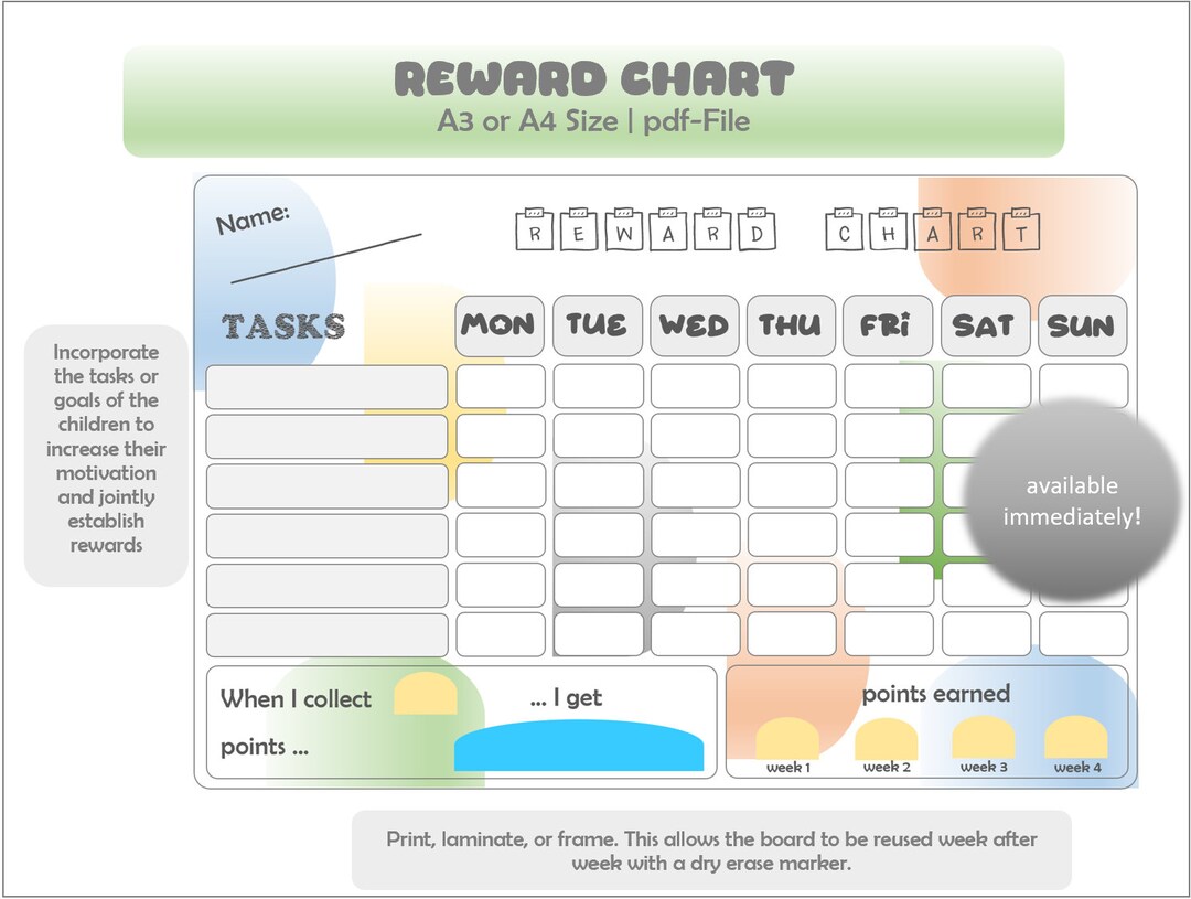 Reward Chart for Children A3 & A4 Posters Available as a PDF File for ...