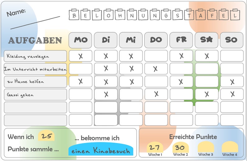 Reward Chart Children A3 & A4 Poster as Pdf File for Immediate Download ...