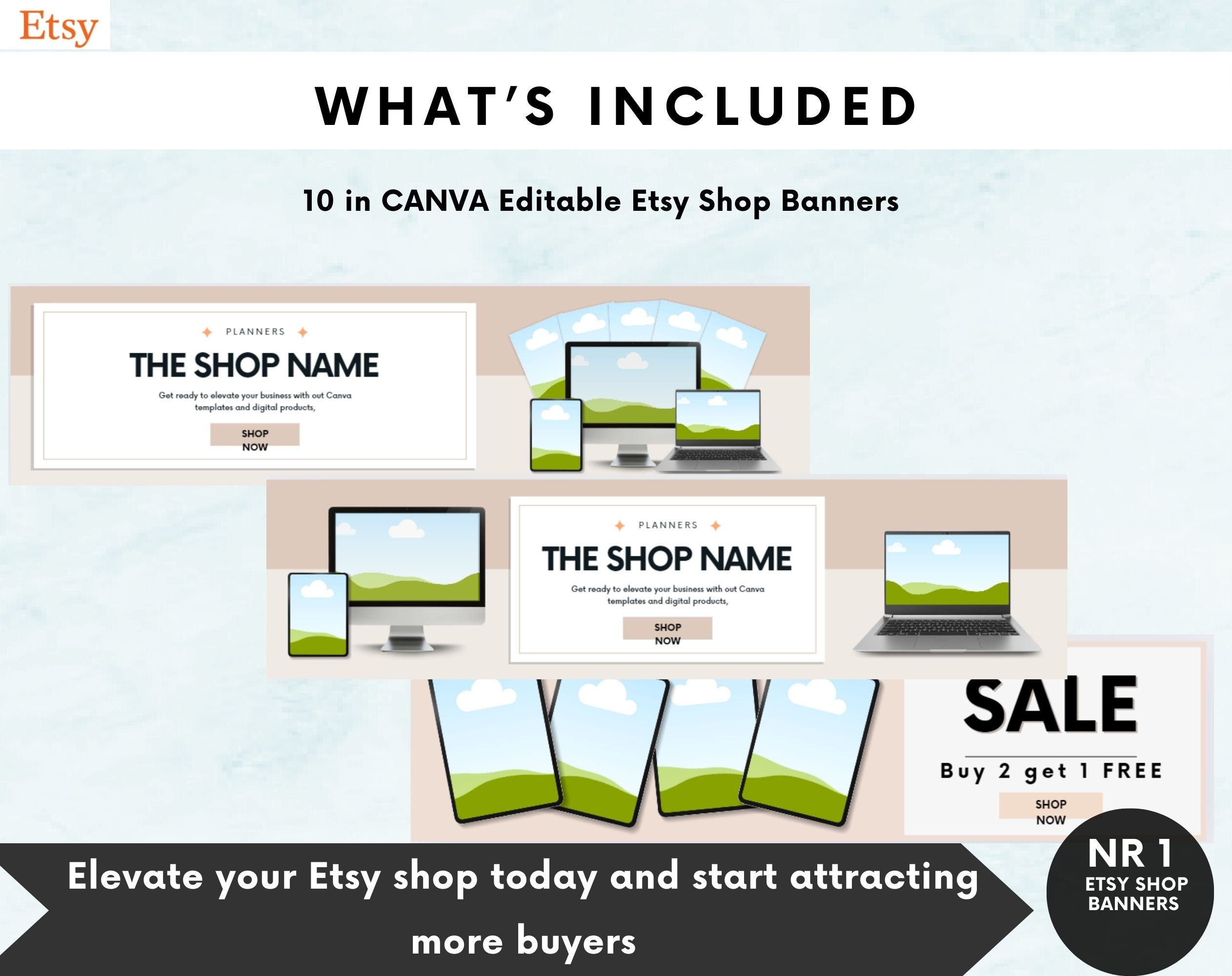 10 Etsy Shop Banner Mockups Canva Editable, Etsy Store Templates, Etsy ...