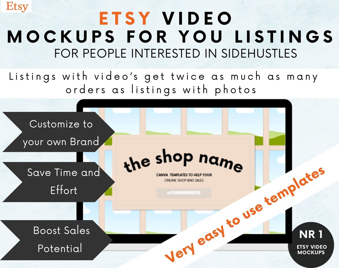 One Etsy Listing Video Mockup Canva Template Editable, Etsy Selling Products Video Template ...