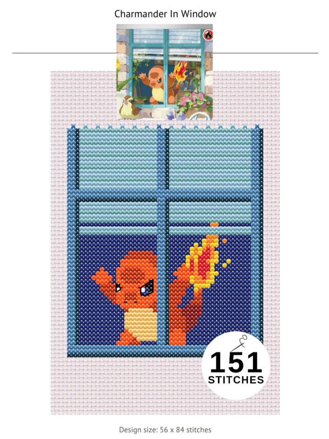 CHARMANDER IN WINDOW - Pattern - Etsy