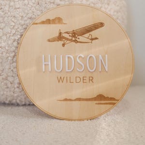 Airplane Birth Stat Sign | Wooden Engraved Birth Announcement | Birth ...