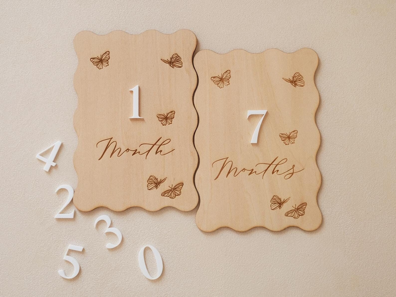Scalloped Baby Milestone Card With Butterflies Interchangeable ...