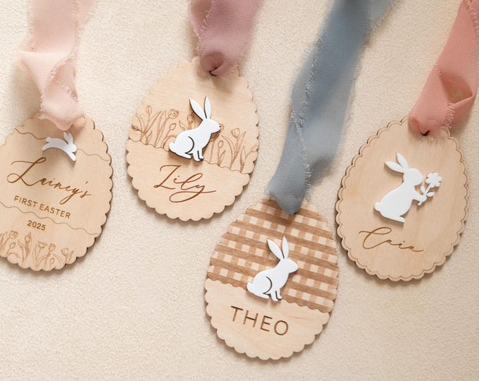 Personalized Easter Basket Tag | Bunny Gift Tags | Kids Easter Basket ...