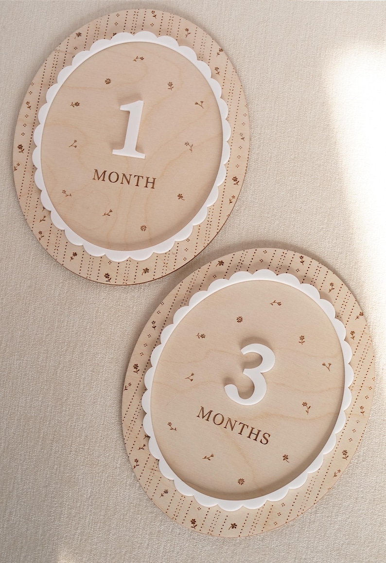Baby Girl Monthly Milestones Sign: Interchangeable Pointelle Photo Prop ...