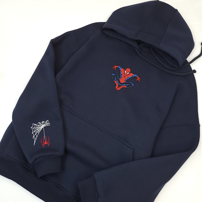 Hoodie Embroidery Character Spiderman Hoodie Men Embroidery Spiderman ...