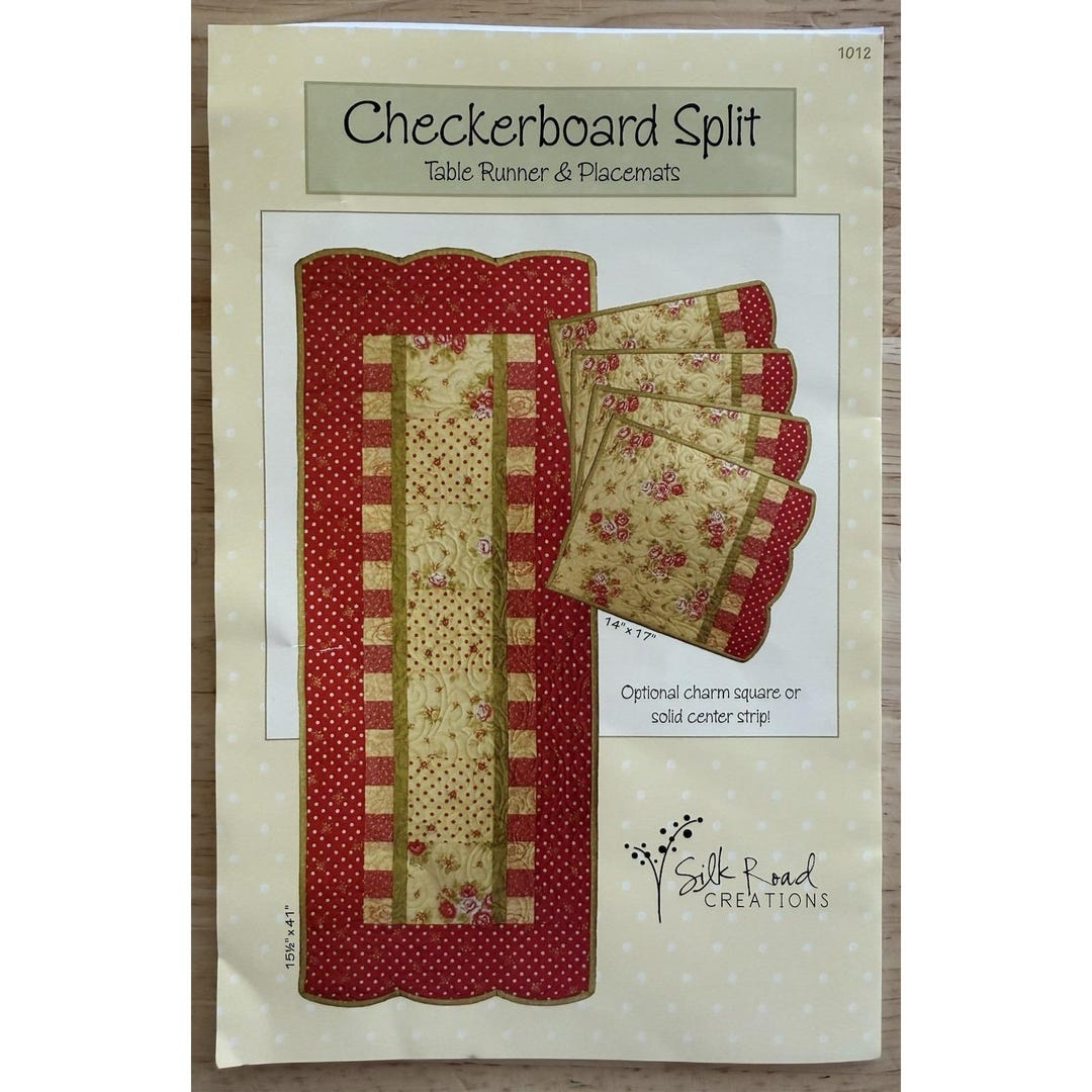 Silk Road Creations Checkerboard Split Table Runner & Placemats Pattern ...