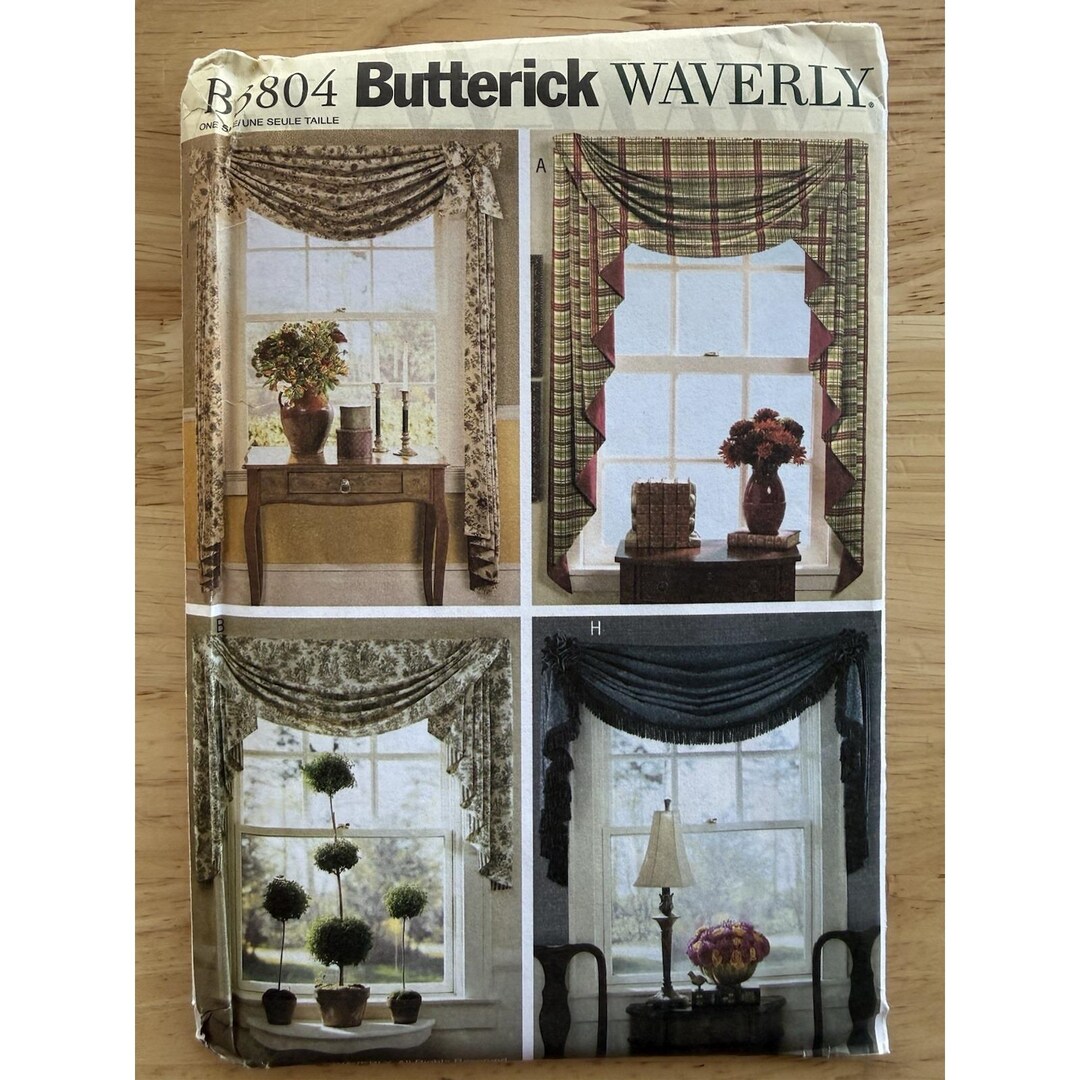 Butterick Waverly Window Treatments Pattern B3804 Swags & Jabots Uncut ...