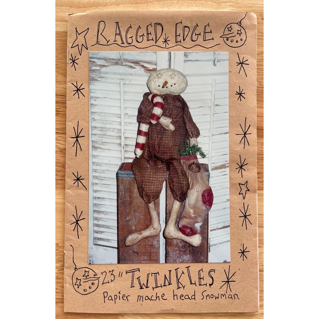 Ragged Edge 23" Twinkles Paper Mache Head Snowman Folk Art Craft ...