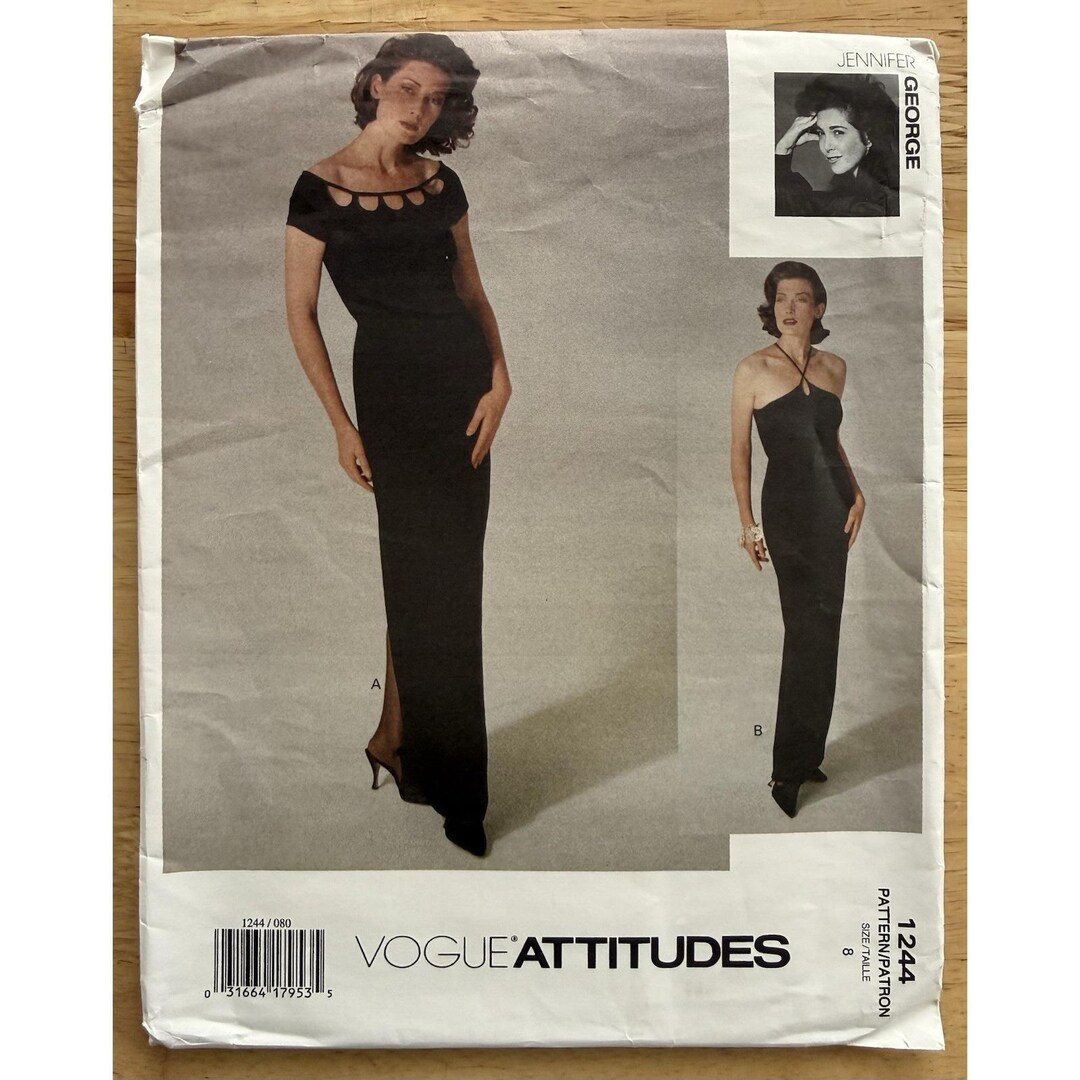 Vogue Attitudes Jennifer George Pattern 1244 Misses' Dress Size 8 Uncut ...