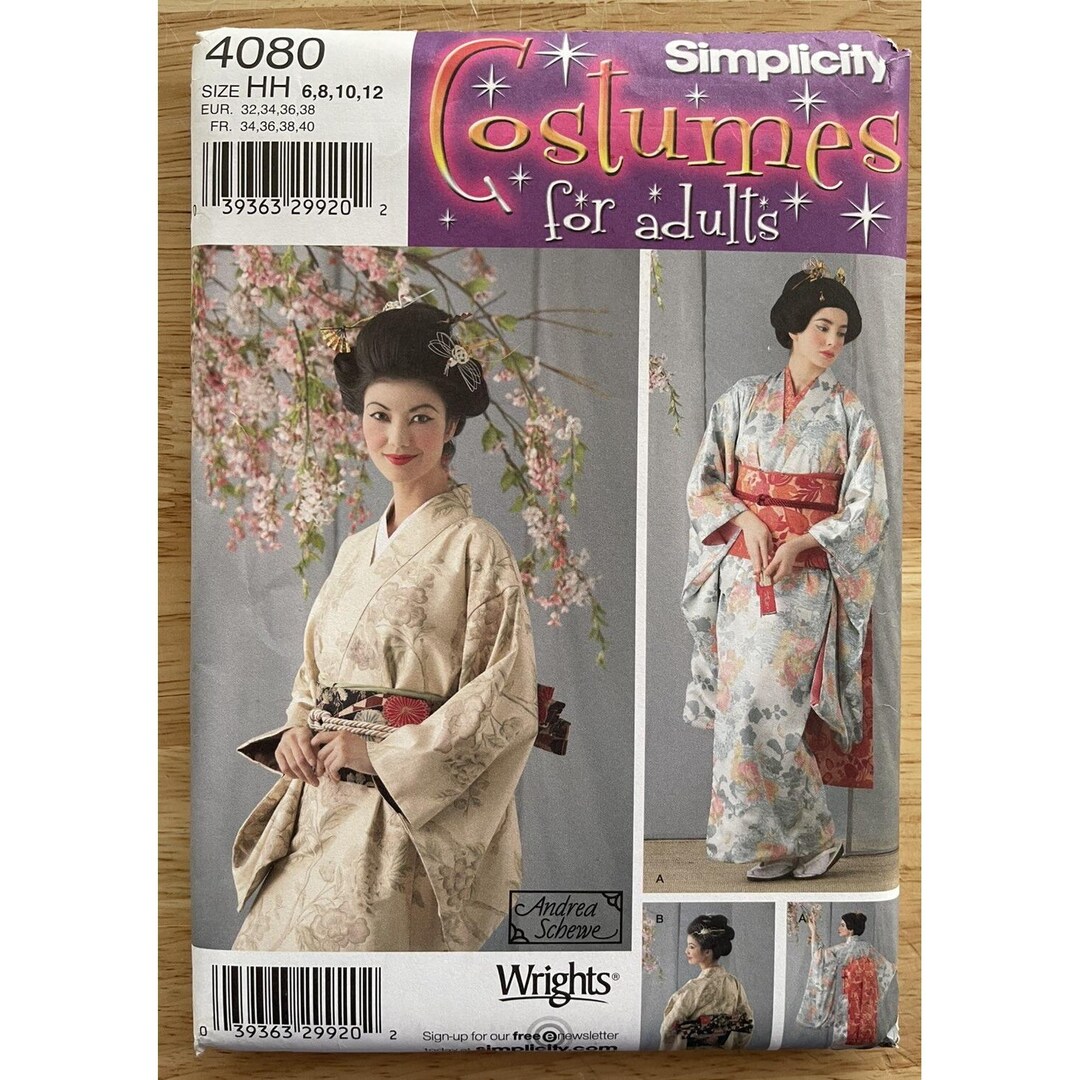 Simplicity 4080 Geisha / Japanese/ Kimono Costume Pattern Misses' 6-12 ...