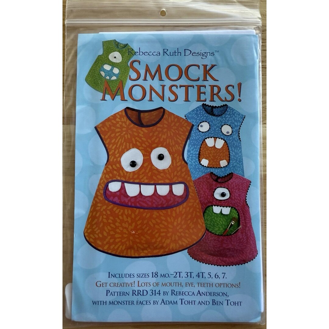 Rebecca Ruth Designs Sewing Pattern Smock Monsters Child's Apron Sz 18m ...