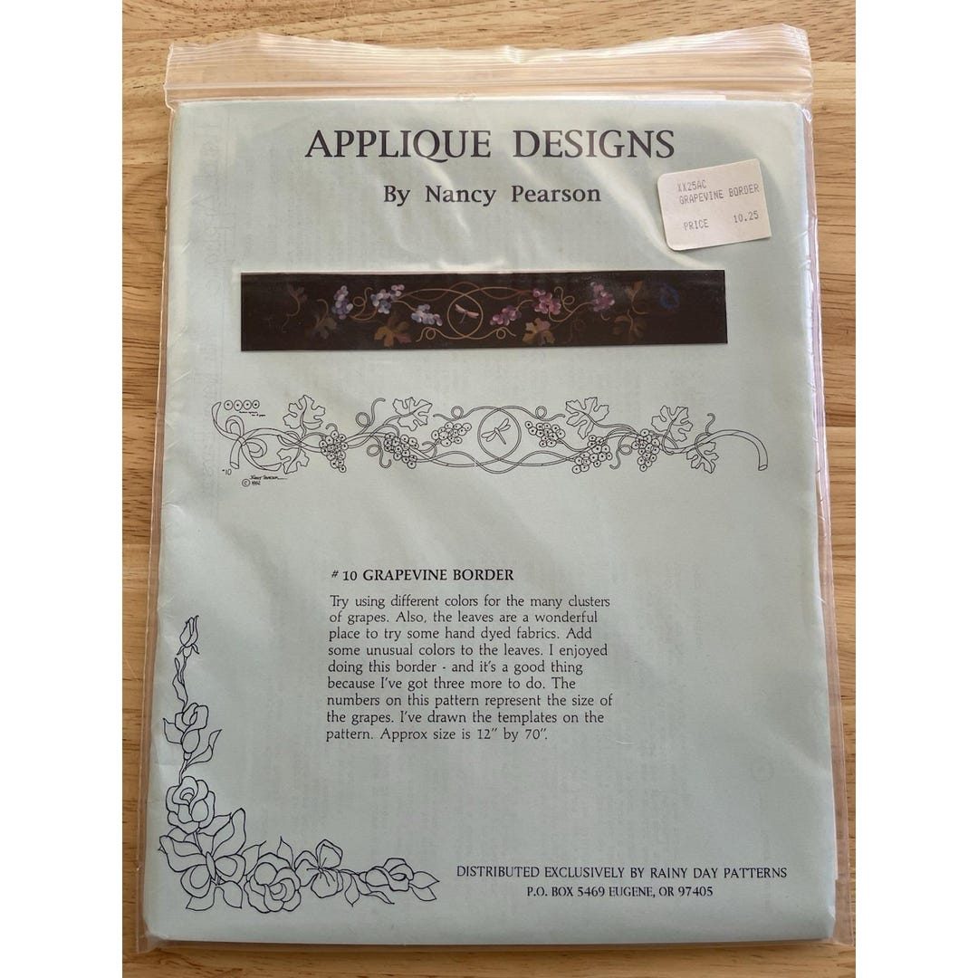 Nancy Pearson GRAPEVINE BORDER #10 Appliqué Quilt Pattern - Etsy