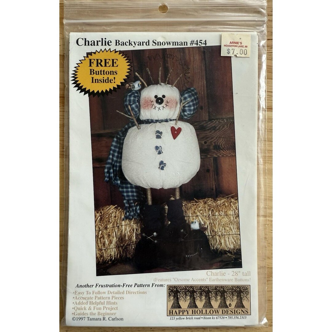 28" Charlie Backyard Snowman Craft Pattern by Happy Hollow Designs ...