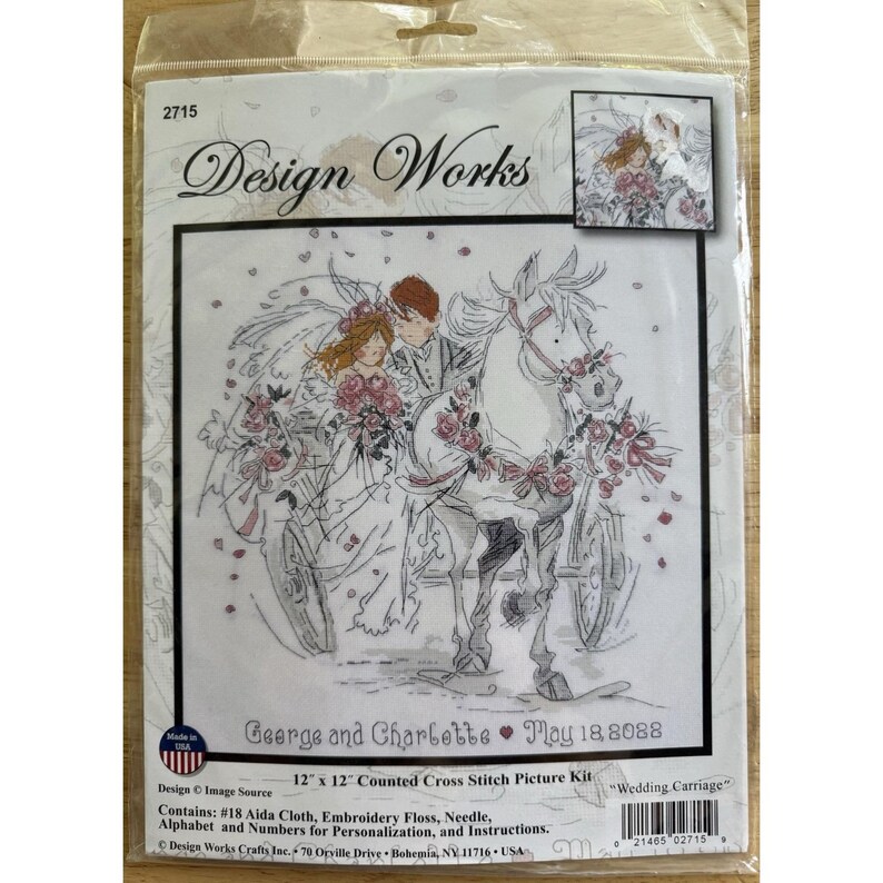 Design Works # 2715 WEDDING CARRIAGE 12"x12" Counted Cross Stitch Kit ...