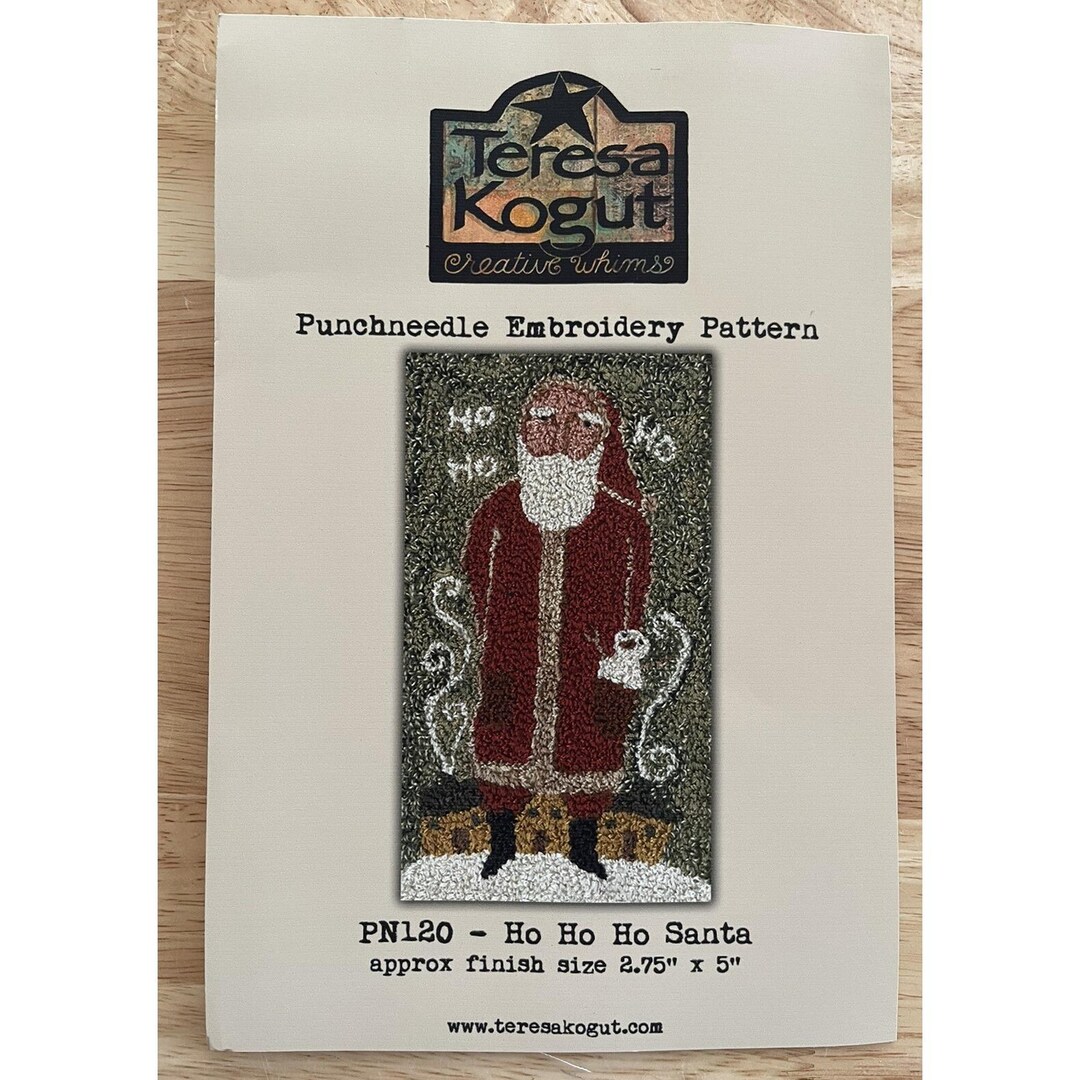 Teresa Kogut Punchneedle Embroidery Pattern Ho Ho Ho Santa PN120 - Etsy