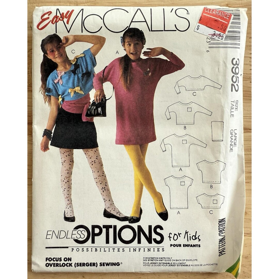 Mccall's Endless Options for Kids Pattern 3952 Girls Dress Top Cowl for ...