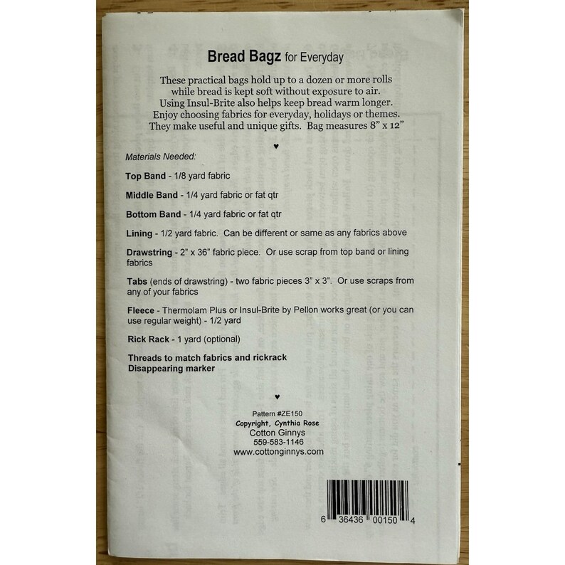 Easy & Fun to Make Bread Bagz for Everyday Pattern by Cotton Ginny's - Etsy