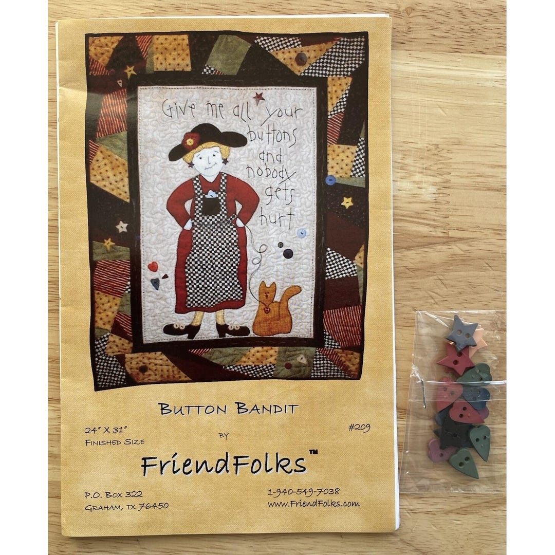 Button Bandit Quilt Pattern + Buttons ~ Friendfolks ~ Finished Size: 24 ...