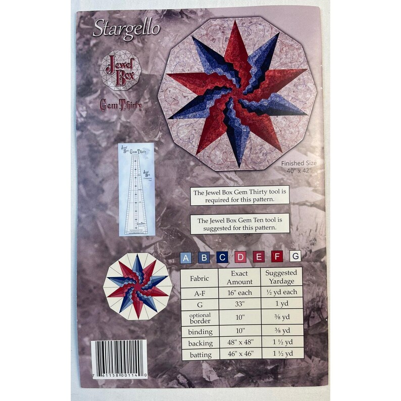 Patrón de acolchado Stargello Jewel Box Companion Gems 10 y 30 Cheryl ...