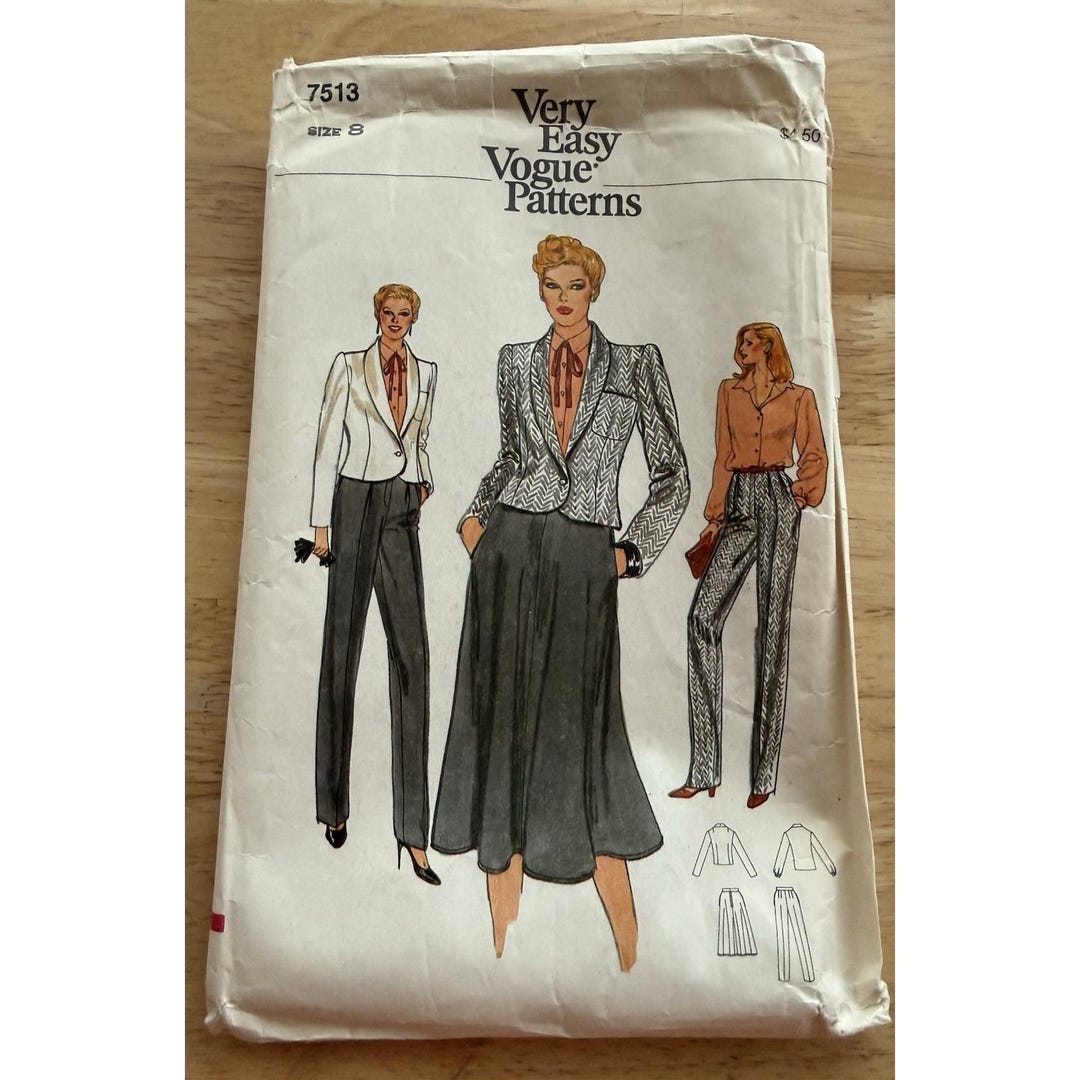 Very Easy Vogue Patterns 7513 Misses' Jacket, Shirt, Skirt & Pants Size ...