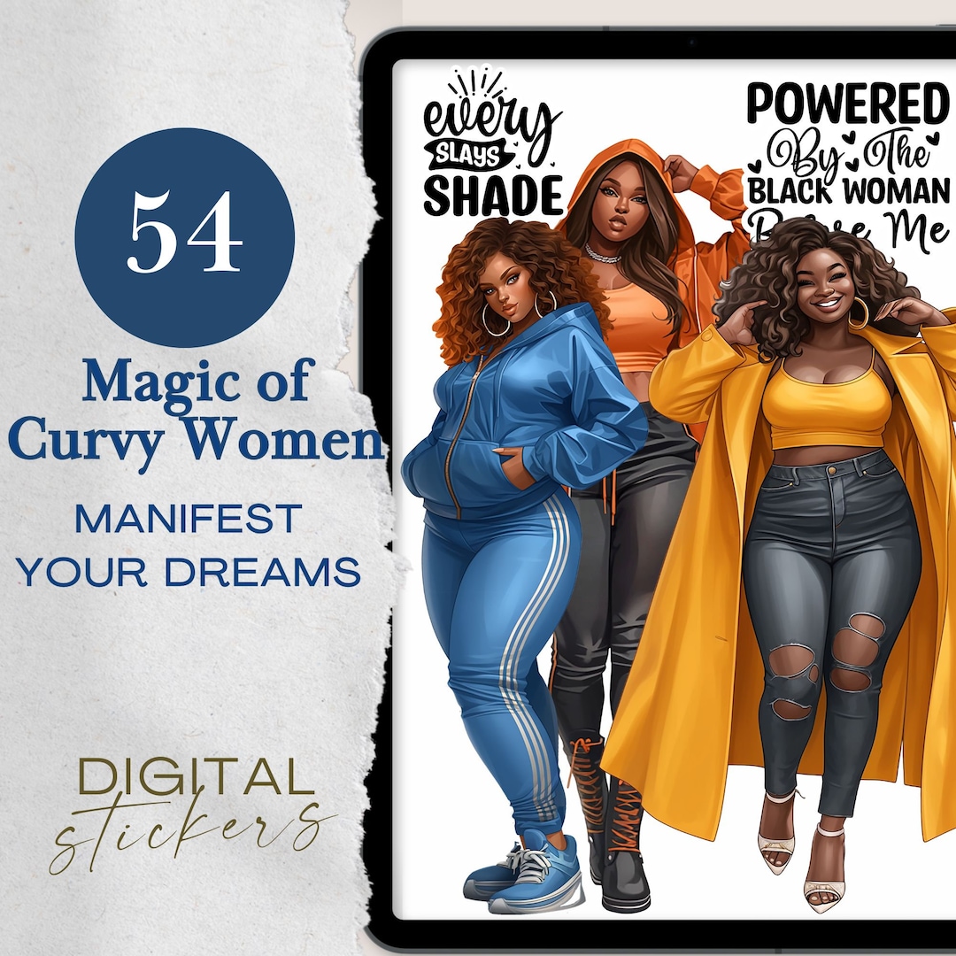 Magic of Curvy Girl Digital Planner Stickers, Curvy Black Girl Digital ...