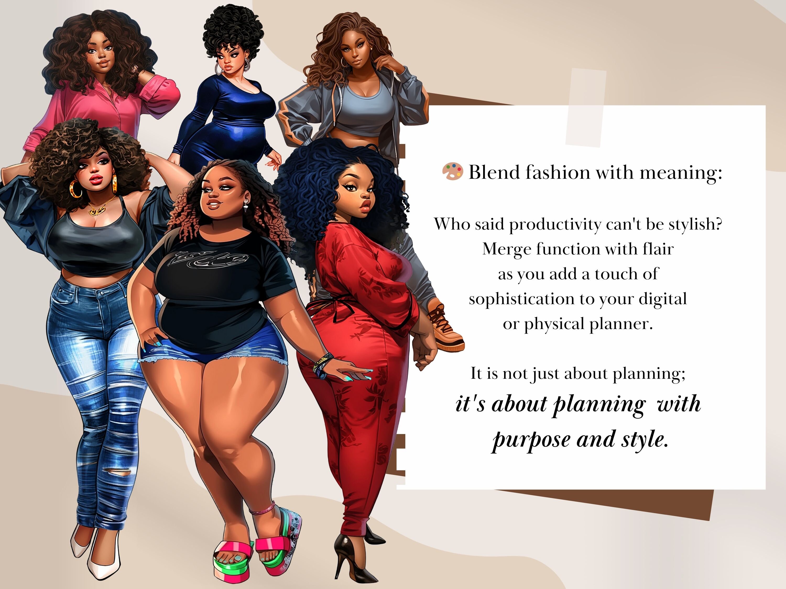 Magic of Curvy Girl Digital Planner Stickers, Curvy Black Girl Digital ...