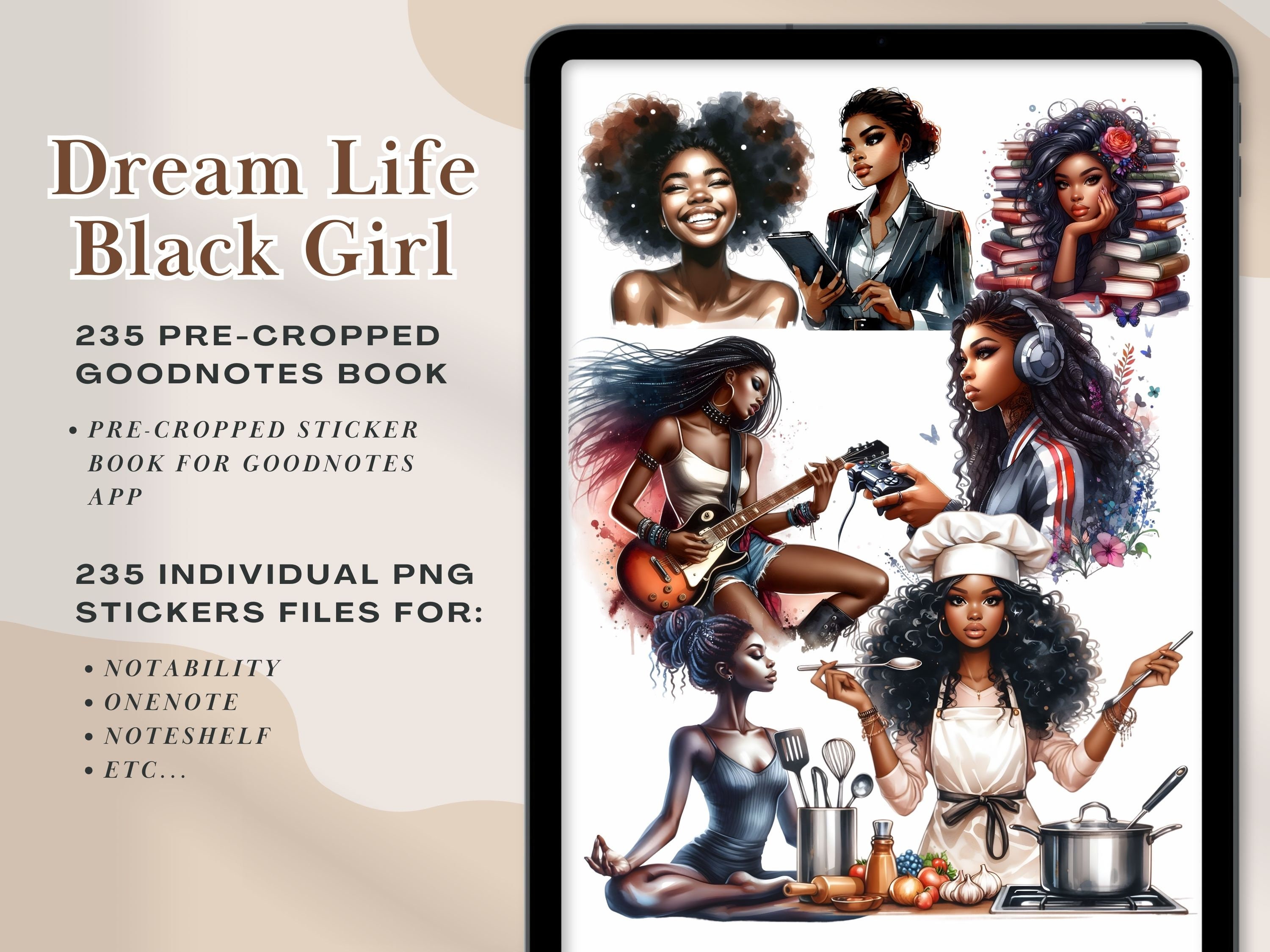 Black Girl Dream Life Digital Stickers, Manifest Dream Life Digital ...