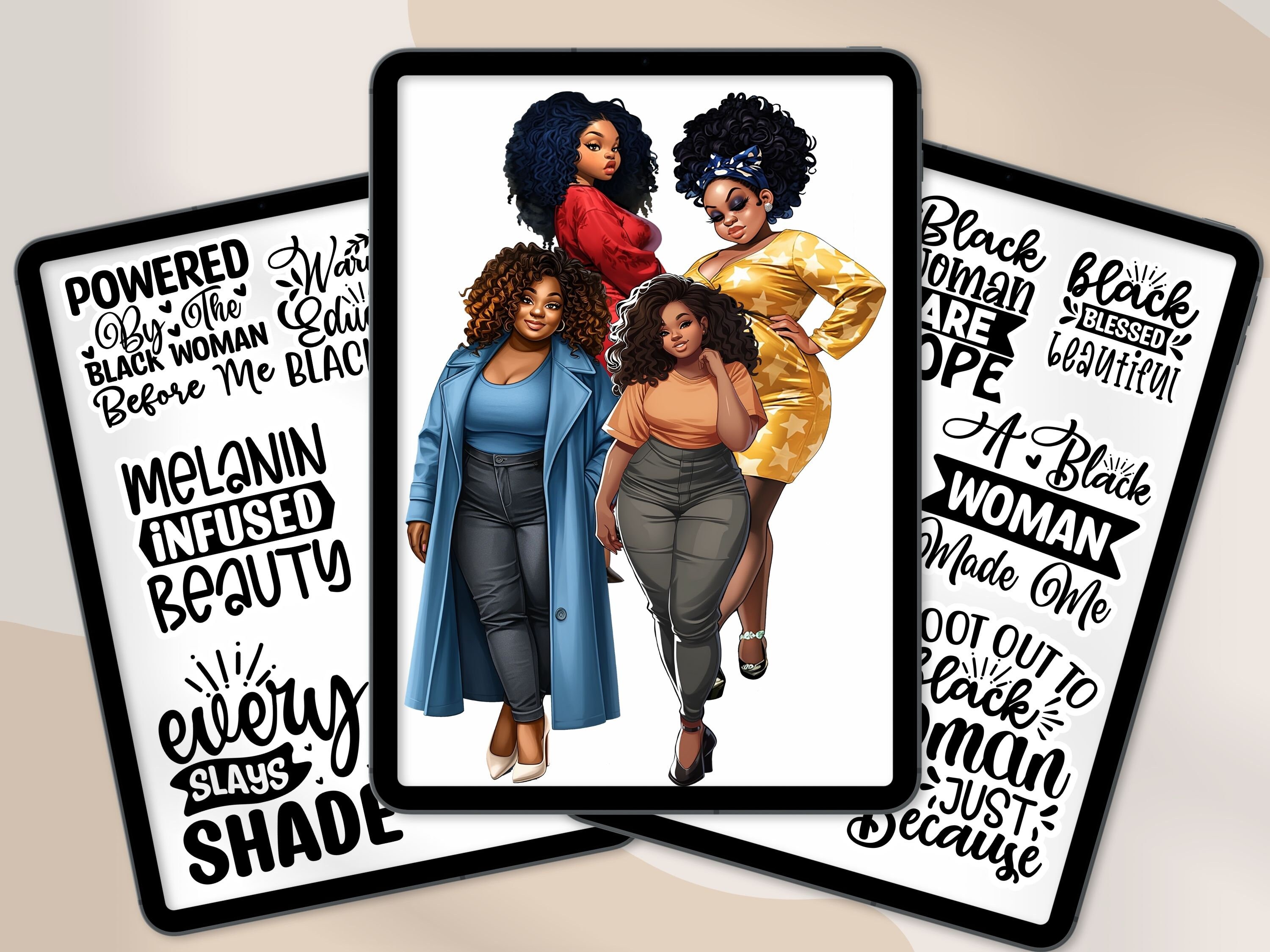 Magic of Curvy Girl Digital Planner Stickers, Curvy Black Girl Digital ...