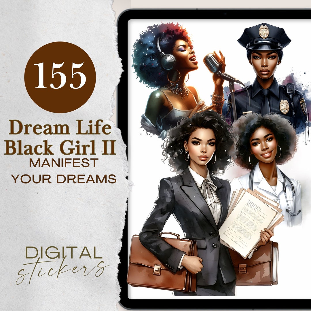 Black Girl Dream Life Digital Stickers: Planner Art (155 PNG) - Etsy
