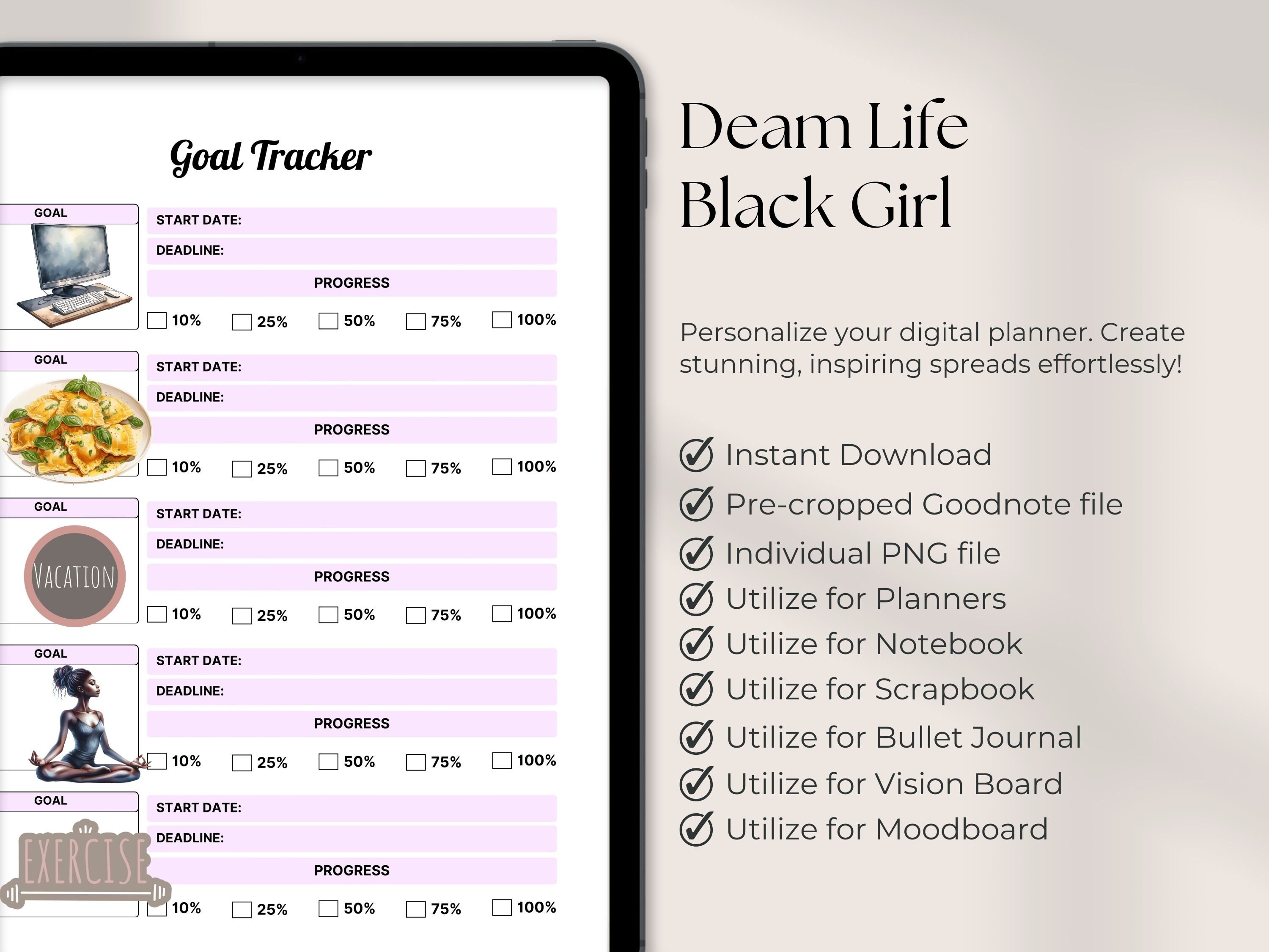 Black Girl Dream Life Digital Stickers, Manifest Dream Life Digital ...