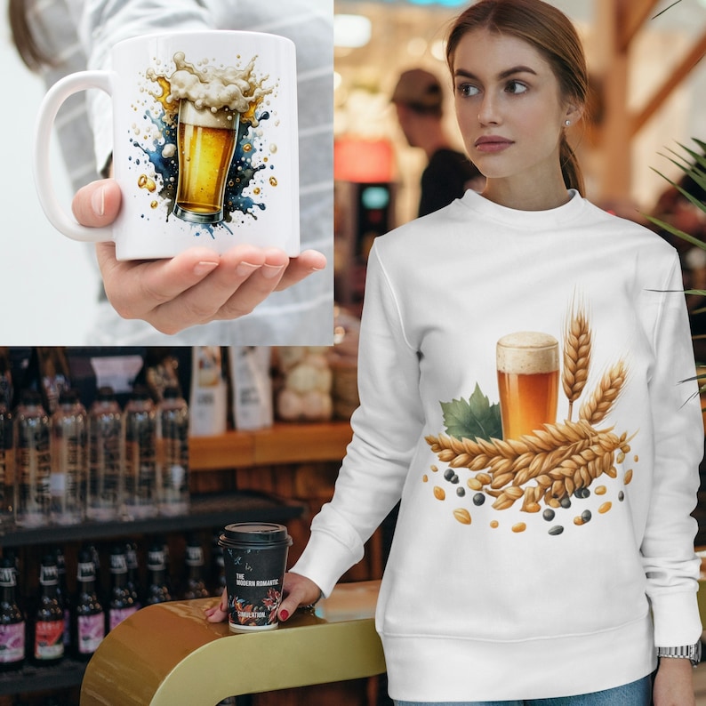 Beer Clipart Bundle Set, Beer Clip Art PNG, Watercolour, Label Making, Beer Mugs Clipart, Beer ...