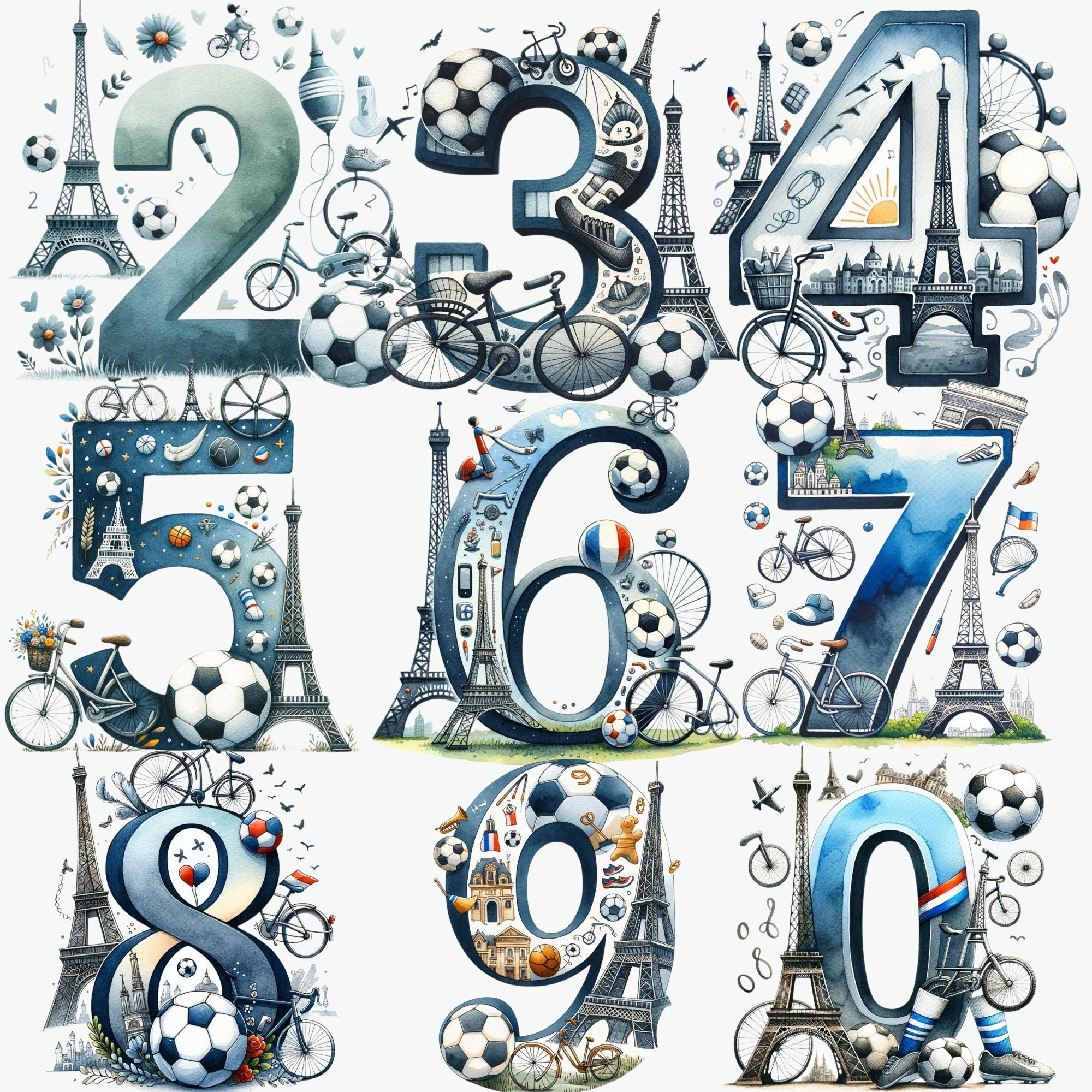 Watercolor Eiffel Tower Alphabet Clipart, Paris, Olympic, PNG ...