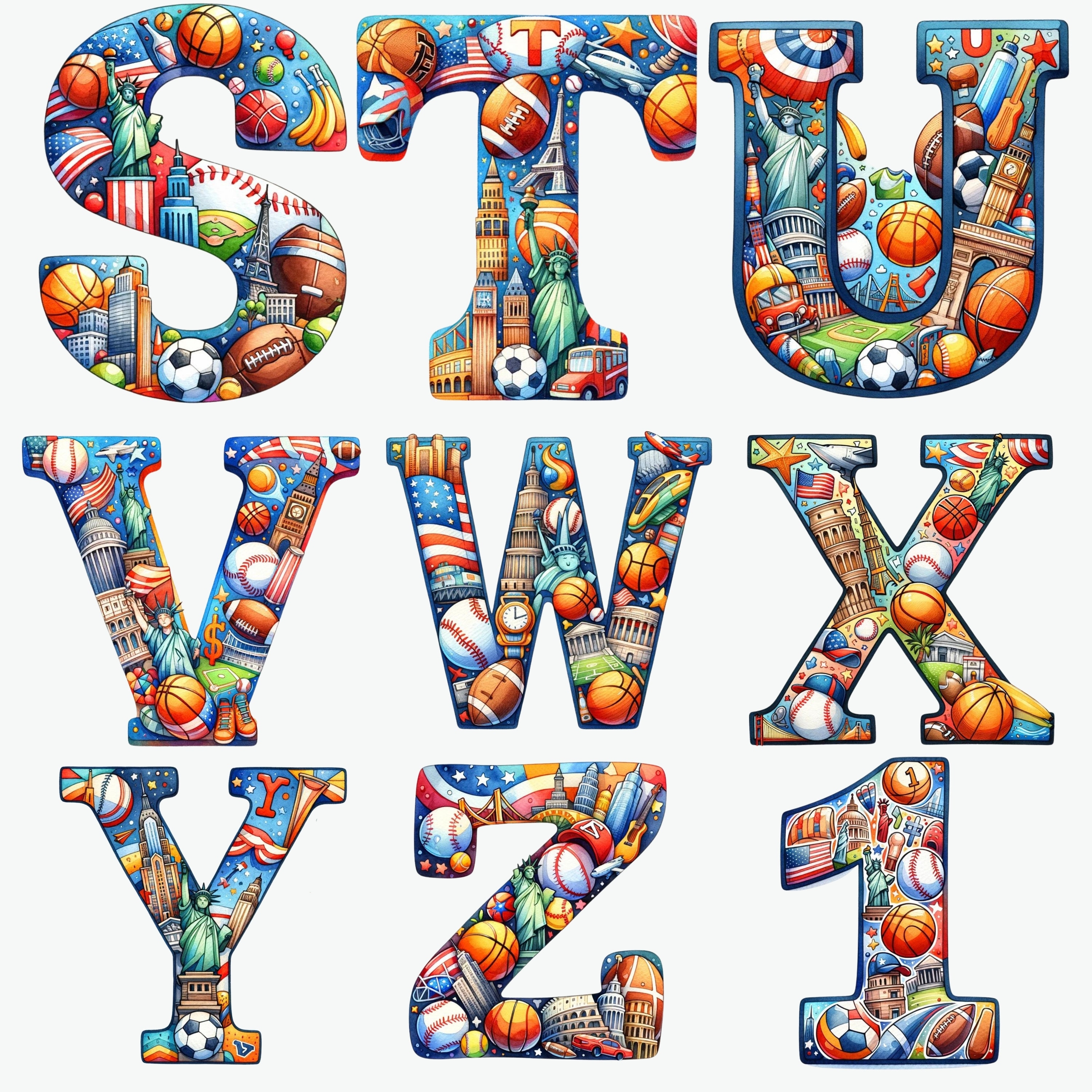 USA Alphabet Clipart, Patriotic Letters,usa Independence Day, 4th of ...