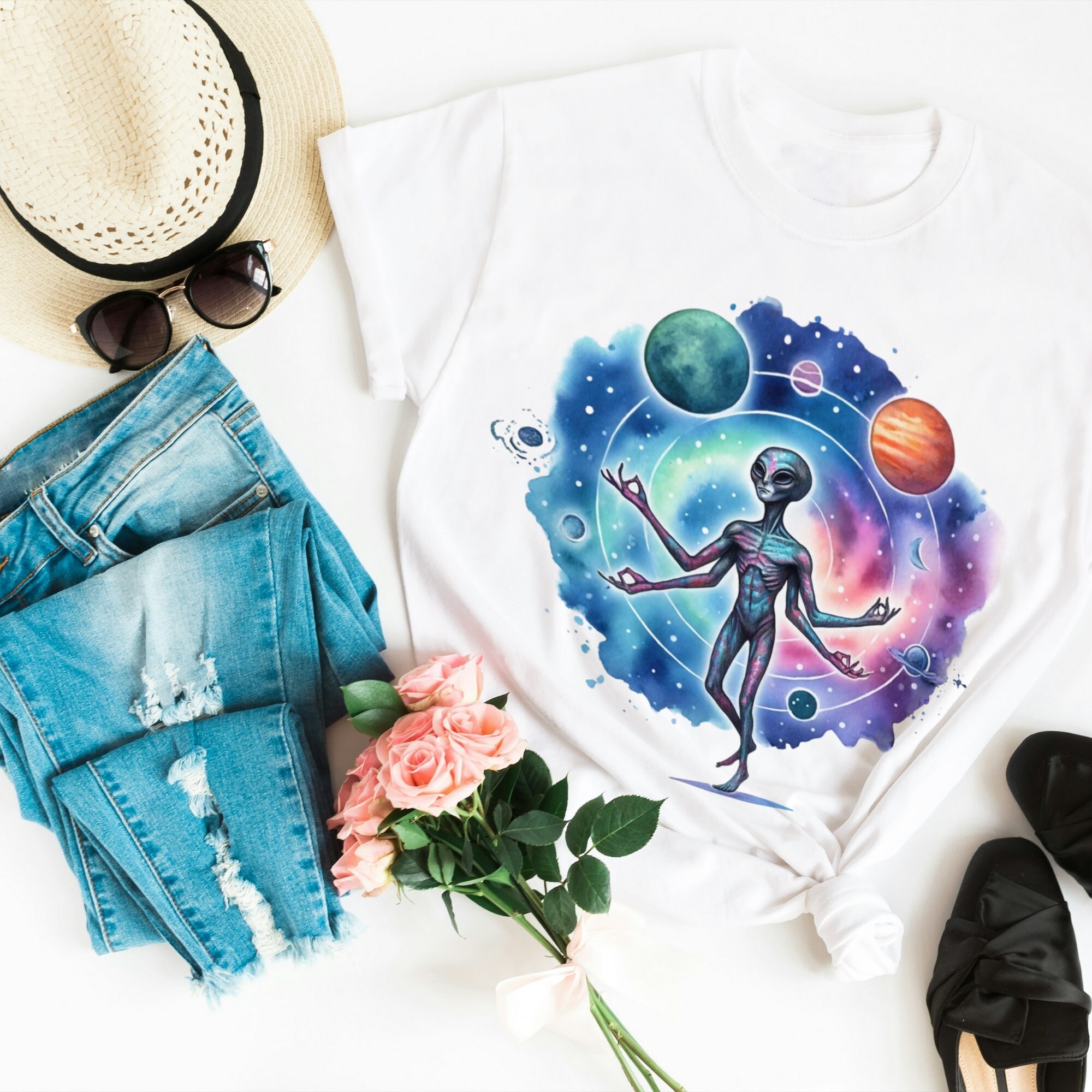 Watercolor Alien Png,back to School Clipart, Cute Aliens Clipart, Alien ...