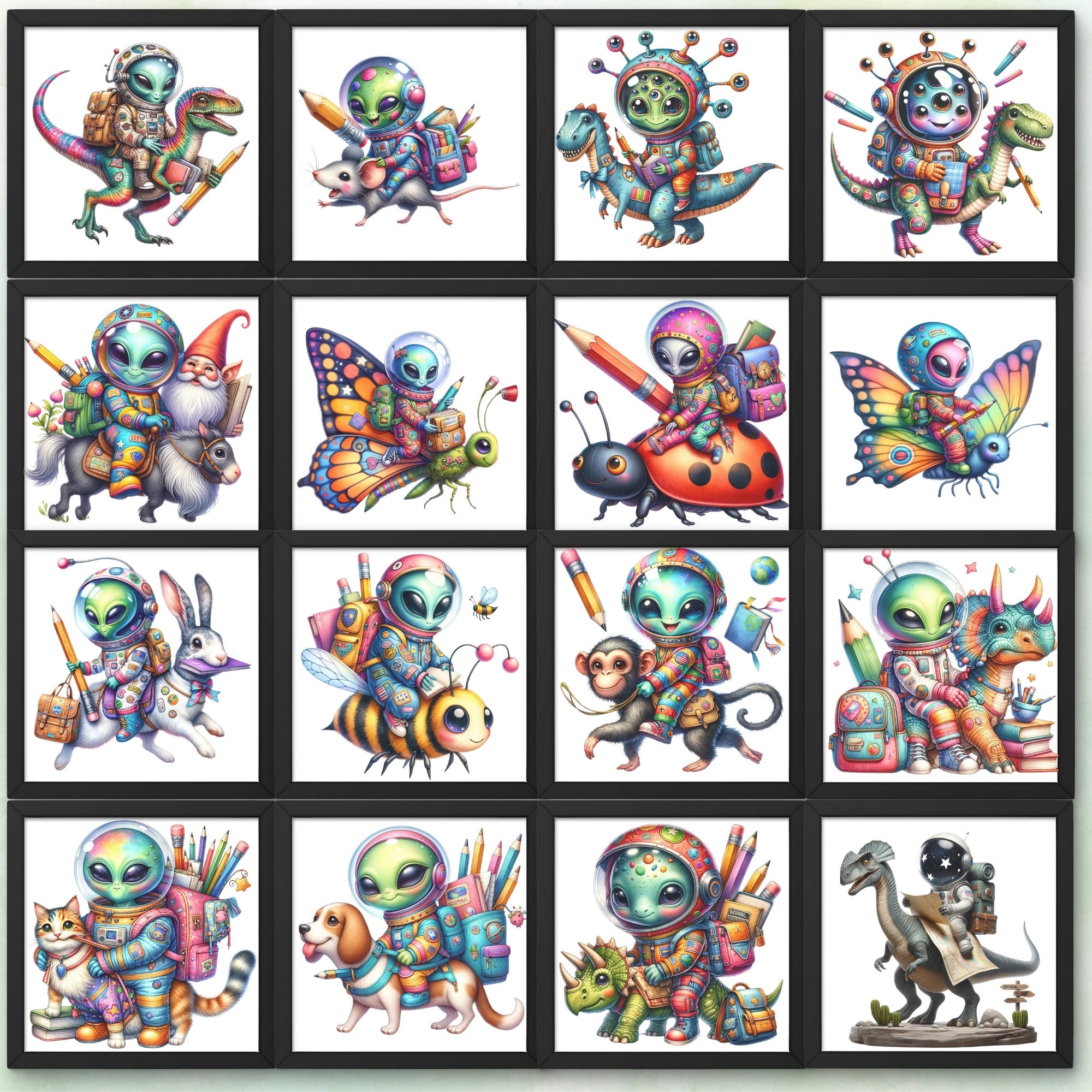 Watercolor Alien Student PNG, Back to School Clipart, Cute Aliens ...