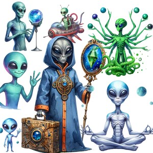 Watercolor Alien Png,back to School Clipart, Cute Aliens Clipart, Alien ...