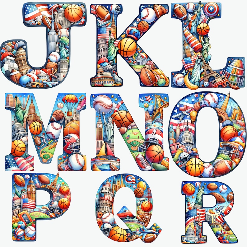 USA Alphabet Clipart, Patriotic Letters,usa Independence Day, 4th of ...
