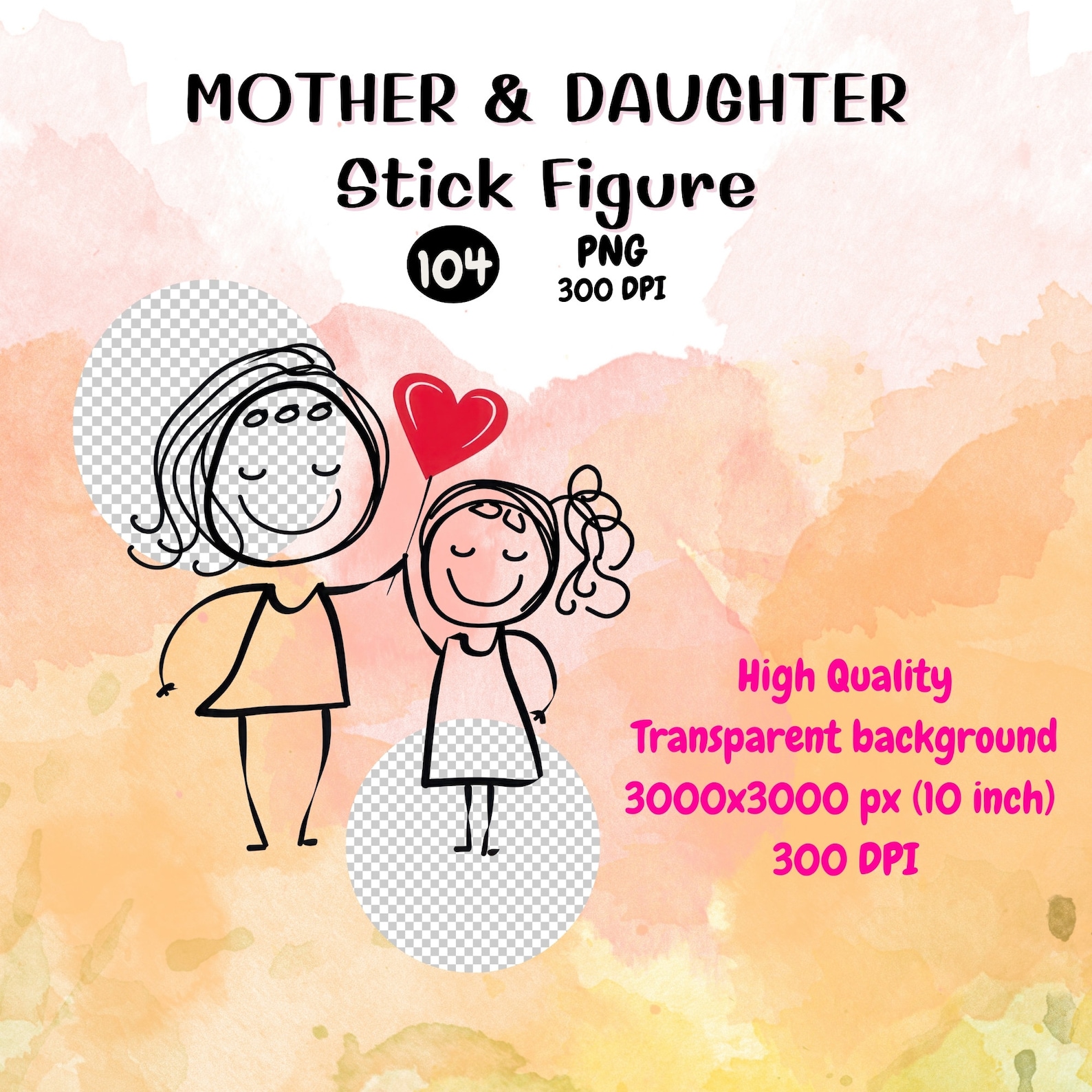 Stick Figures Svg Bundle, Stick Figure Png, Stick Mother and Daughter ...